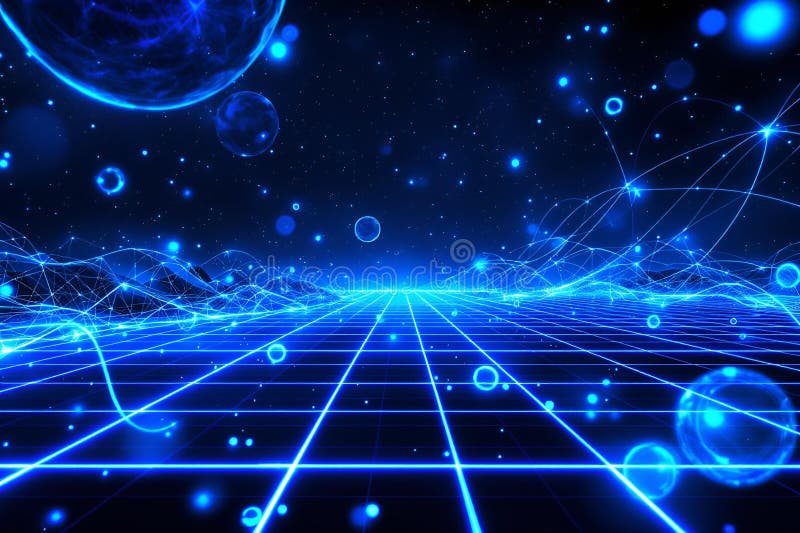 High-Tech Blue Digital Technology Background with Glowing Lines and ...