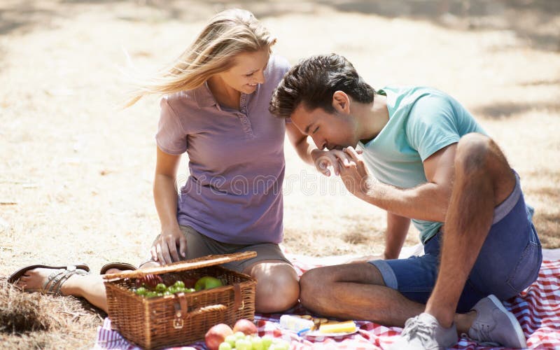 The Perfect Date. an Affectionate Young Couple Enjoying a Summer Picnic ...