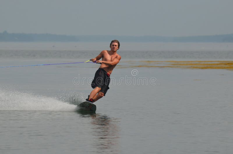 Perfect Day Wakeboarding in the Ocean in Maine Stock Image - Image of ...