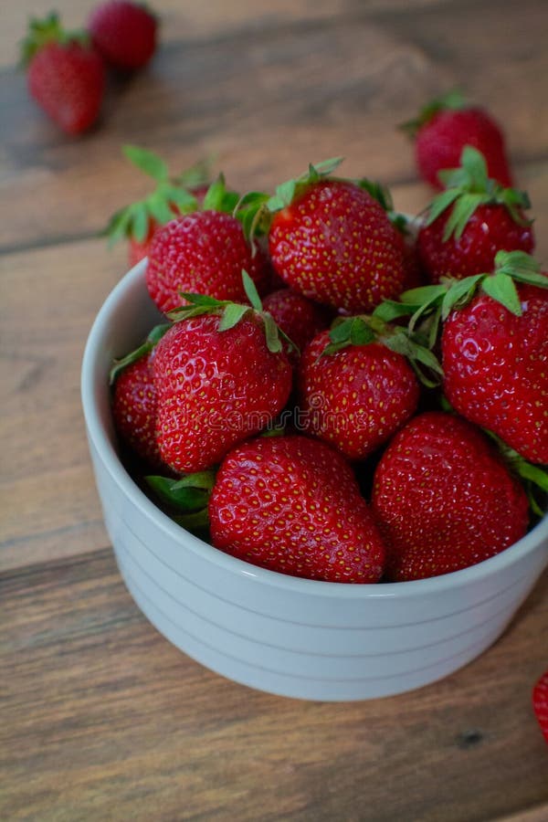 Delicious Strawberries with Whipped Cream Served on White Wooden Table ...