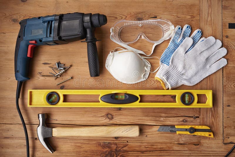 The Perfect DIY Kit. High Angle Shot of Work Tools. Stock Image - Image ...