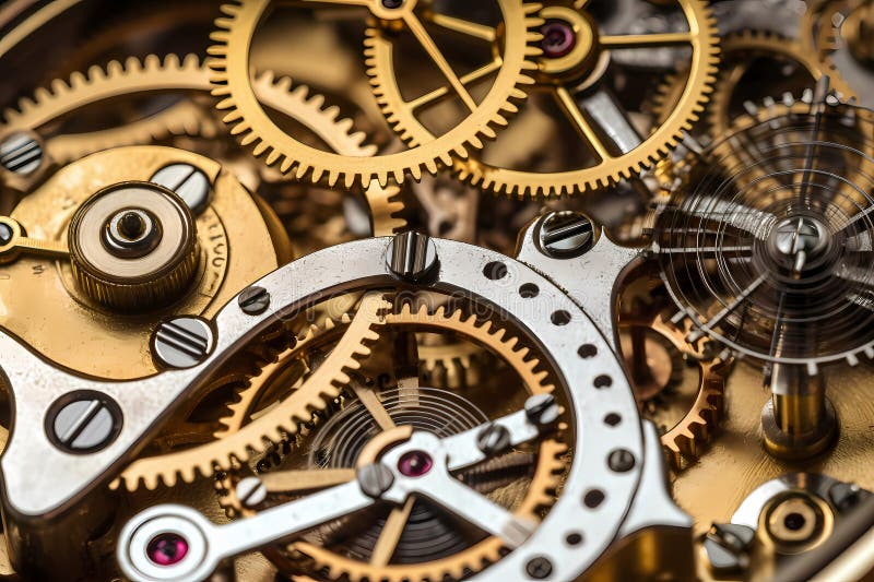 Gears and Cogs in Clockwork Watch Mechanism Stock Illustration ...
