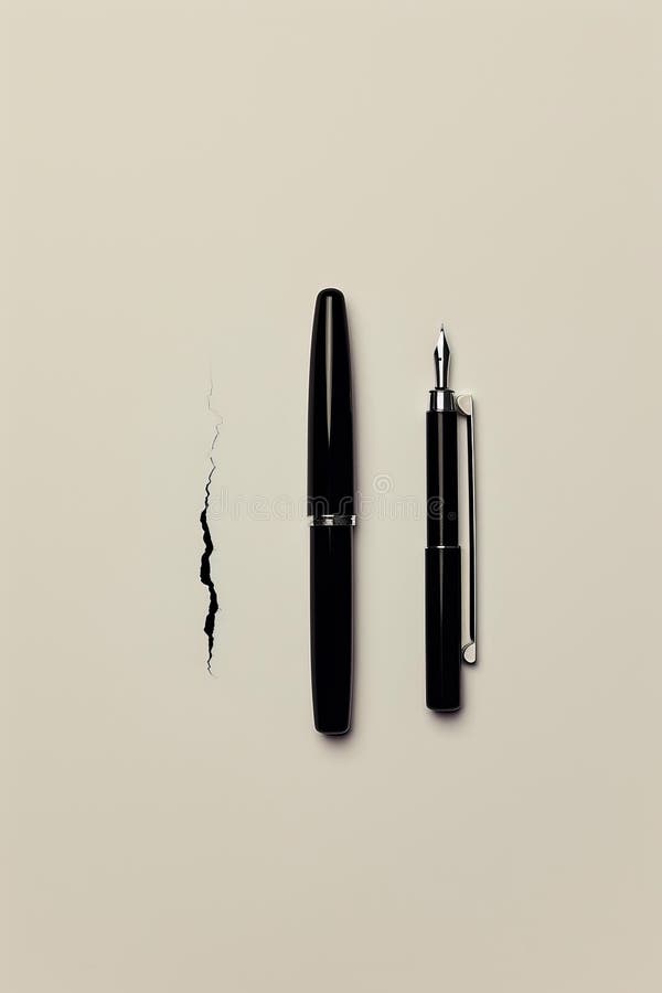 Perfect and Exploded Pen on a Clean Surface, Representing before and ...