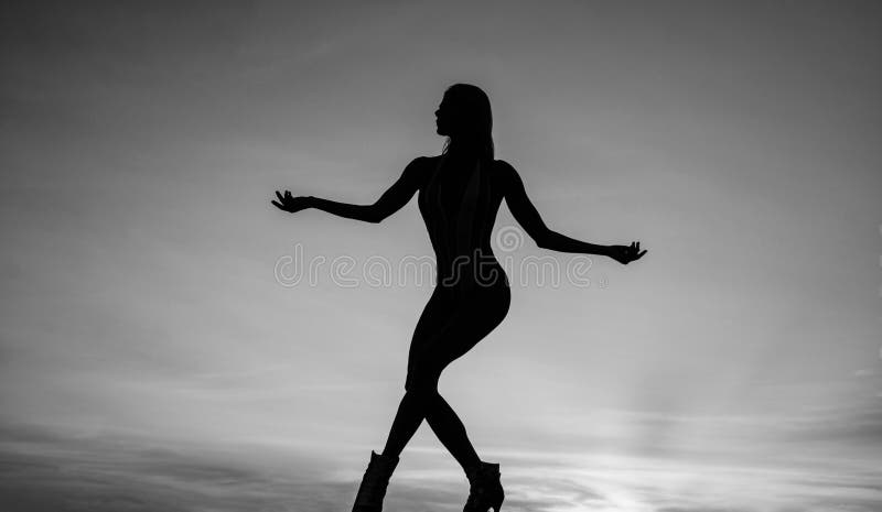 Perfect Female Body Sensuality Female Silhouette On Sunset Woman