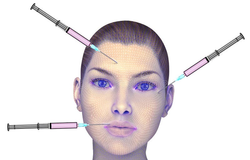 Perfect Female Face with Injection Needle Isolated Stock Photo - Image ...