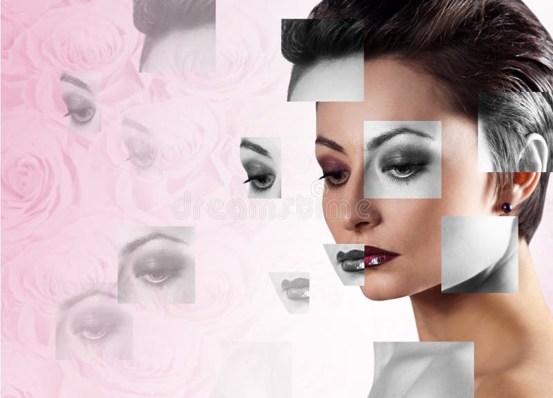 Perfect Female Face Made of Different Faces Stock Image - Image of ...