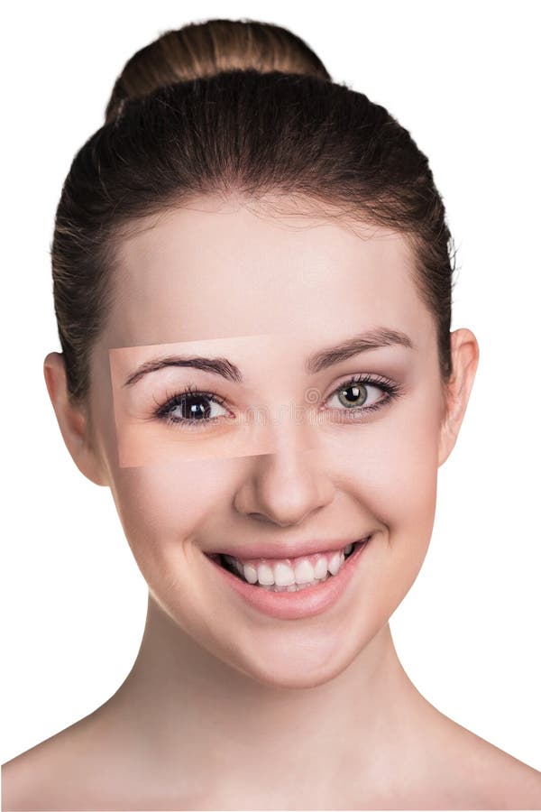 Perfect Female Face Made of Different Faces Stock Image - Image of ...