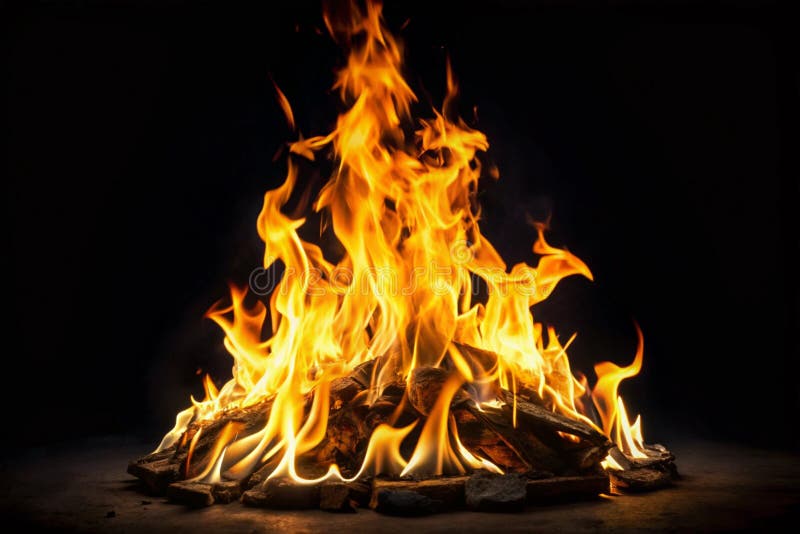 Perfect Fire on Black Background. Burning Flame or Fire Isolated on ...
