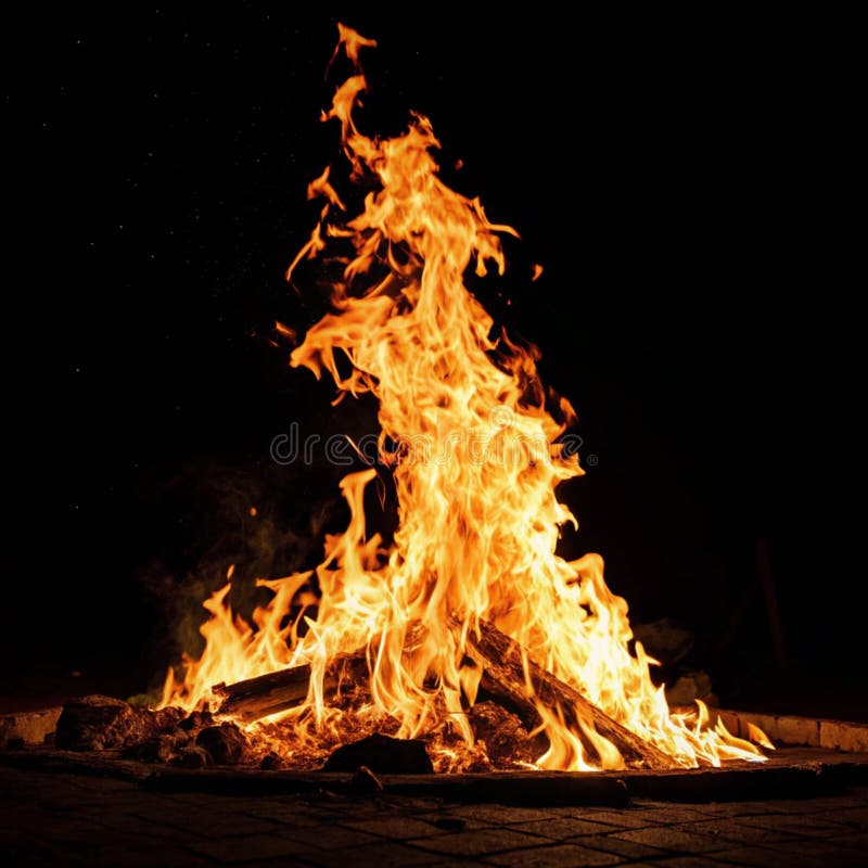 Perfect Fire Isolated Over Black Background Stock Illustration ...