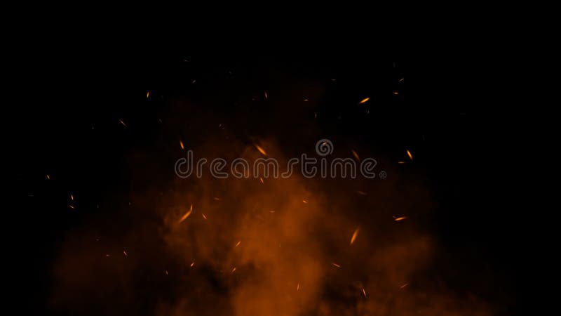 Perfect Fire Particles Embers Sparks on Isolated Black Background ...