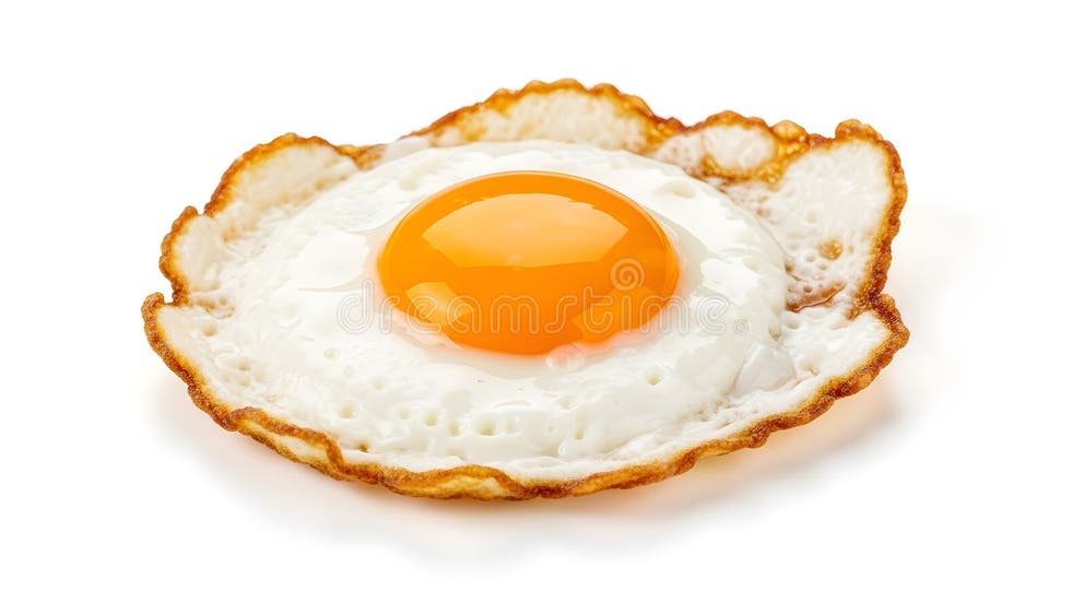 Perfect Fried Egg with Crispy Edges on White Stock Illustration ...