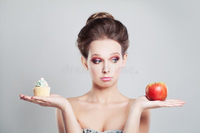 Perfect Girl with Apple Fruit and Snack Stock Image - Image of female ...