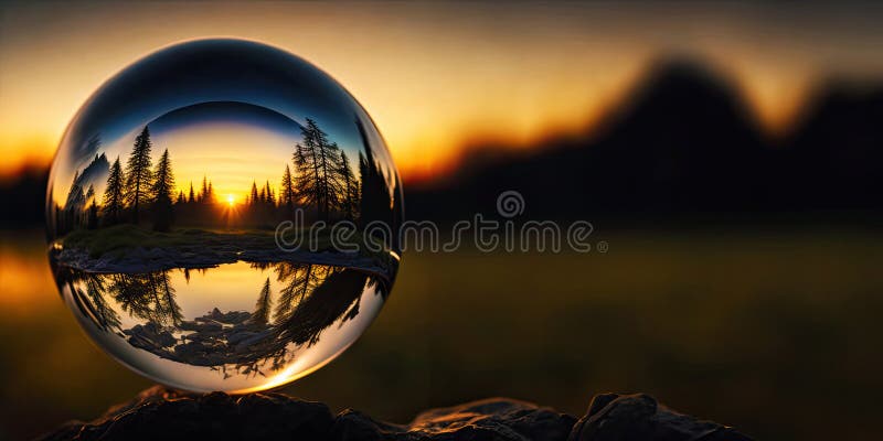 Perfect Glass Sphere with Beautiful Nature Background,Generative AI ...