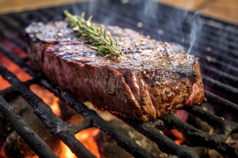 Perfect Grill Marks on a Cooked Steak Outdoors Stock Illustration ...