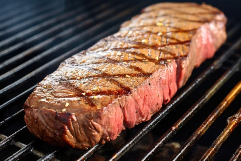 Perfect Grill Marks on Steak Checked for Doneness Stock Photo - Image ...