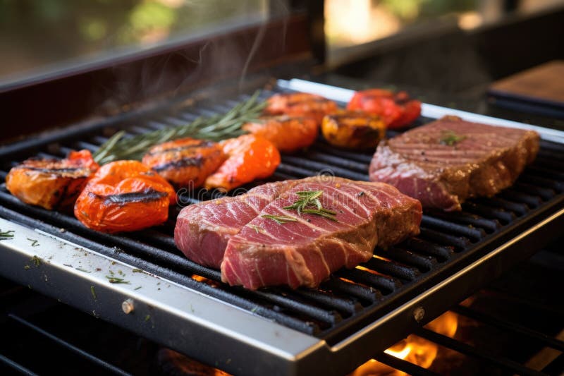 Perfect Grill Marks on Steaks on a Smart Grill Stock Illustration ...