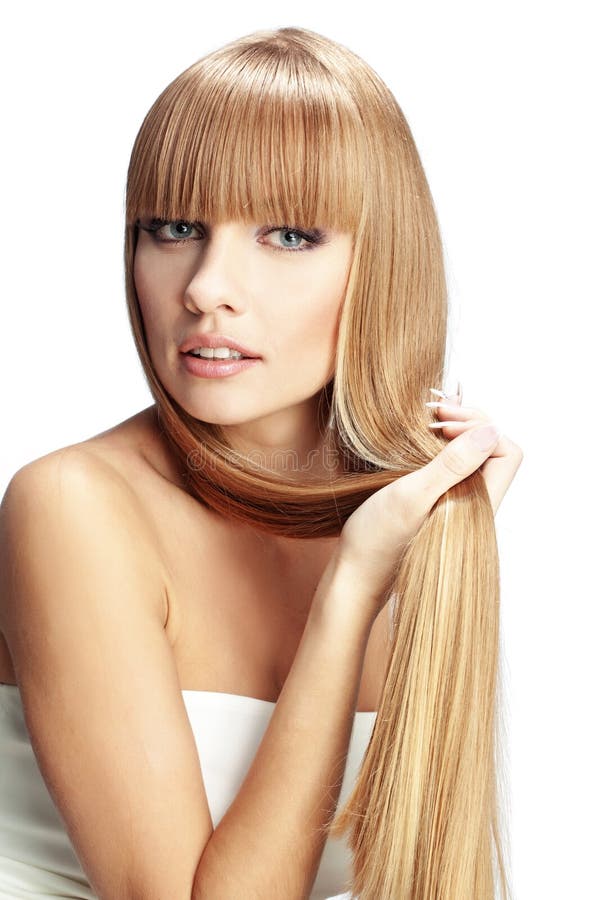 Beauty Model with Perfect Long Glossy Brown Hair. Stock Photo - Image ...