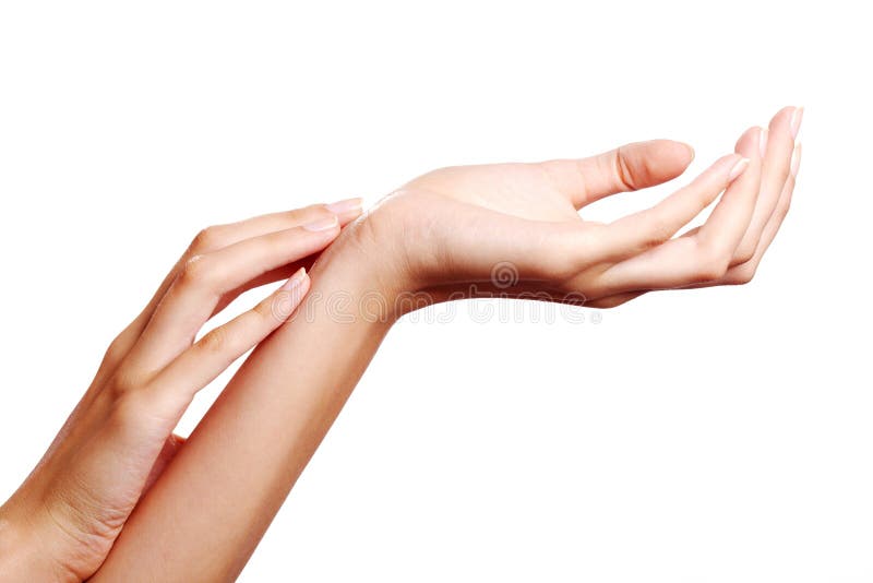 Perfect Hands Feeling the Pulse Stock Photo - Image of manicured ...