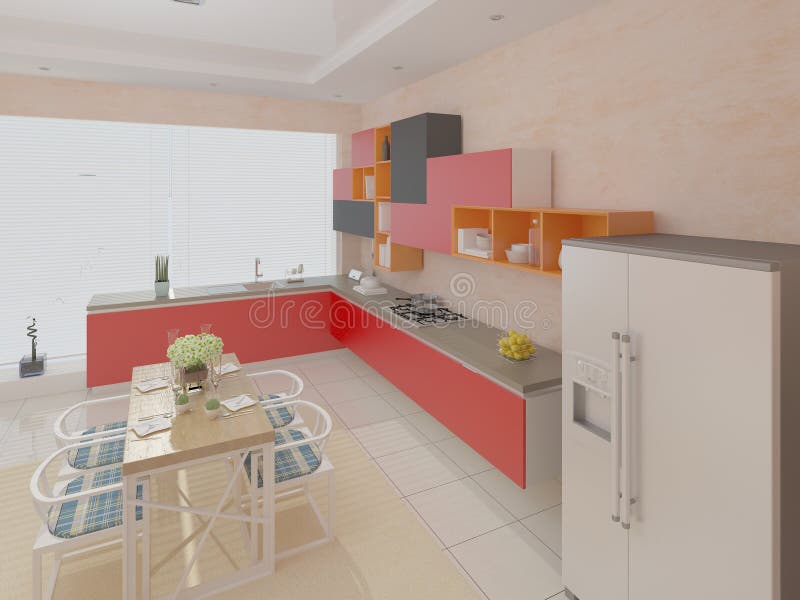 The Perfect Kitchen Design. Stock Illustration - Illustration of room ...