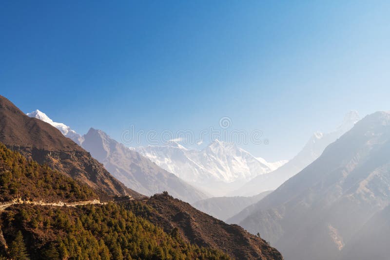 Perfect Landscape of the Mountains with a Blue Sky, Nepal. Stock Image ...