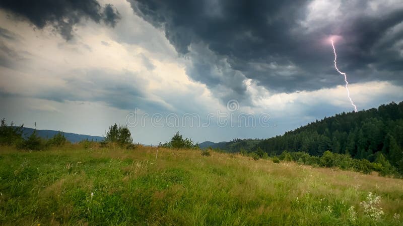 Perfect Landscape View during the Thunder Storm in the Carpathian ...