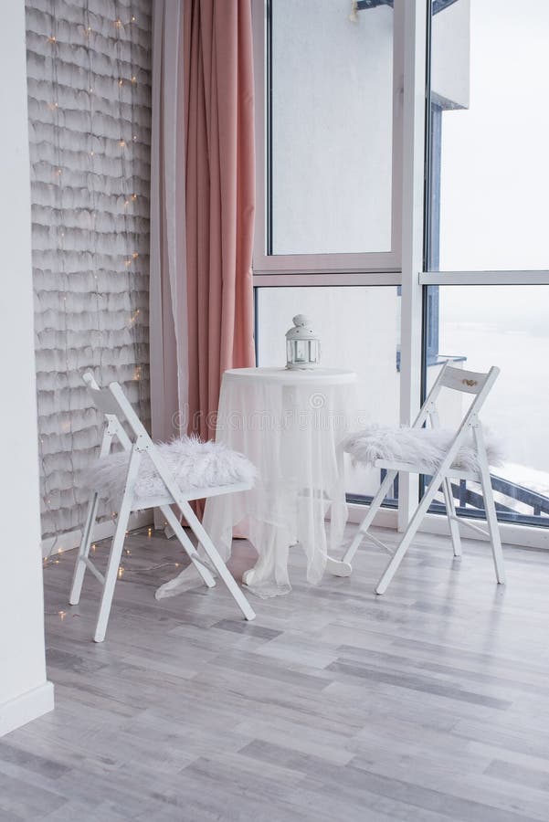 The Perfect Place for a Romantic Dinner. a Table for Two in White ...