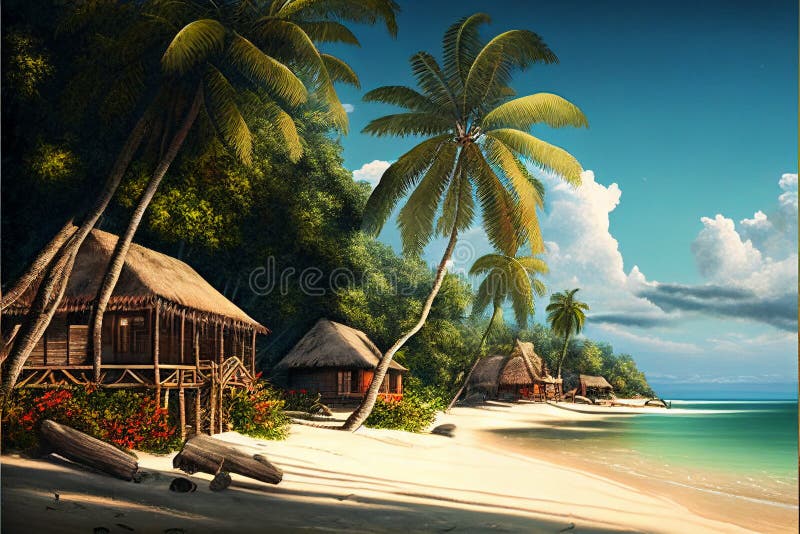 The Perfect Place To Relax on a Tropical Beach. AI Generated. Stock ...