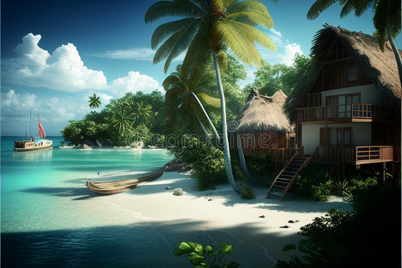 The Perfect Place To Relax on a Tropical Beach. AI Generated. Stock ...
