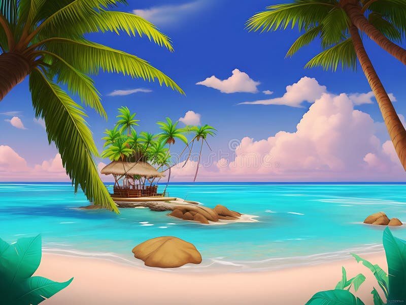 The Perfect Place To Relax on a Tropical Beach. Generative AI Stock ...