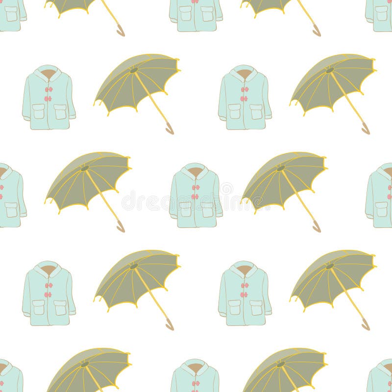 Raincoats and Umbrellas in the Rain Repeat Pattern Vector Print Stock ...