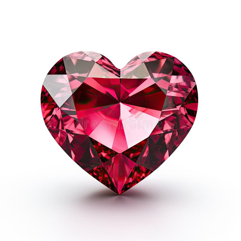 A Perfect Red Ruby Gem Cut in the Shape of a Heart on a White ...
