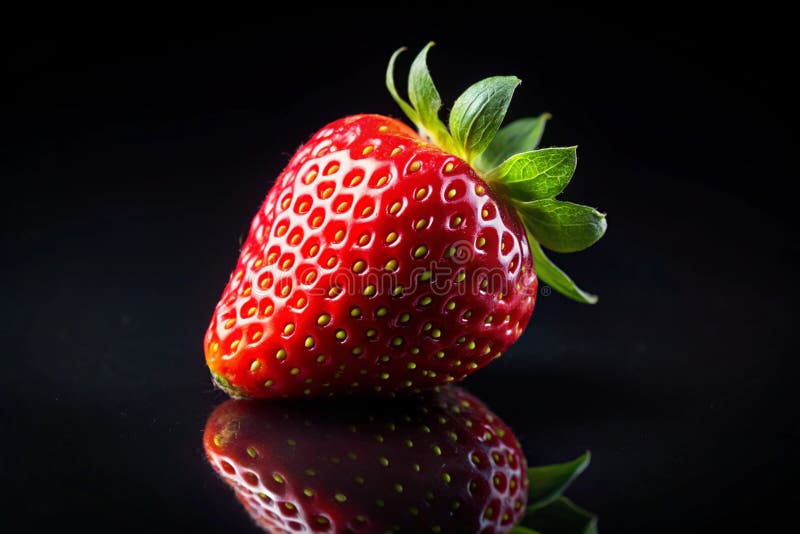 Perfect Ripe Strawberry Against Black Background Stock Illustration ...
