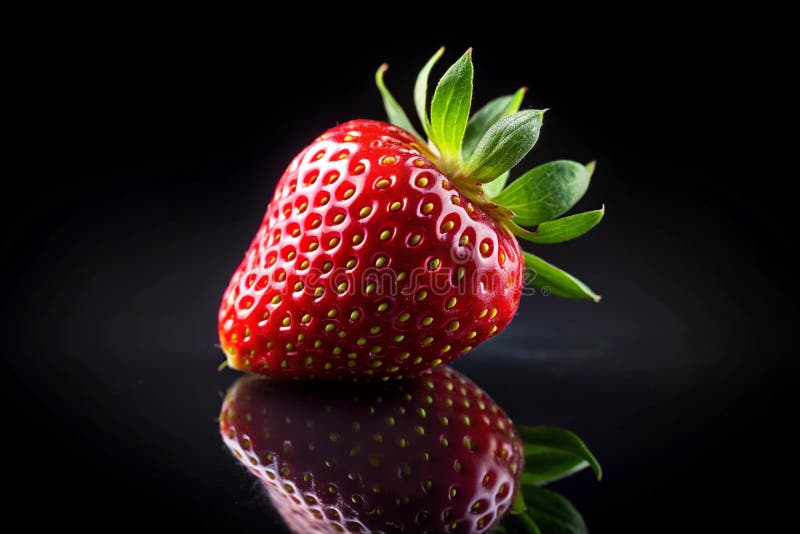 Perfect Ripe Strawberry Against Black Background Stock Illustration ...