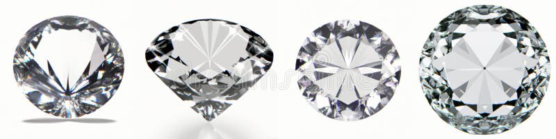 Perfect Round Diamond Set in Different View on a White Background Stock ...