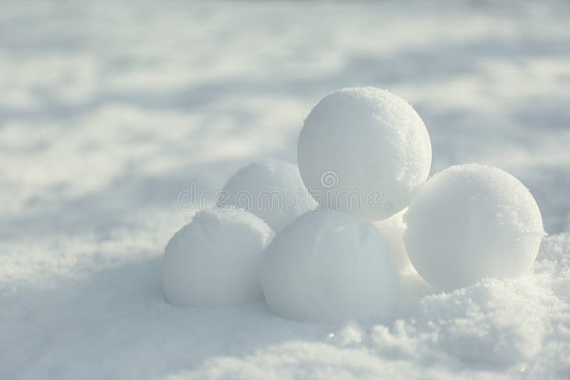 Perfect Round Snowballs on Snow Outdoors, Closeup Stock Image - Image ...