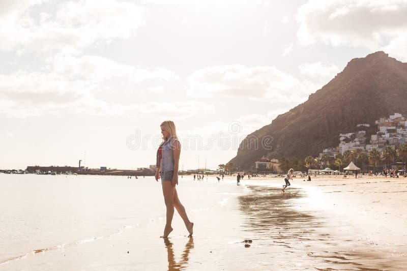 Perfect Sandy Beach in Hot Summer Day Stock Photo - Image of sunshine ...