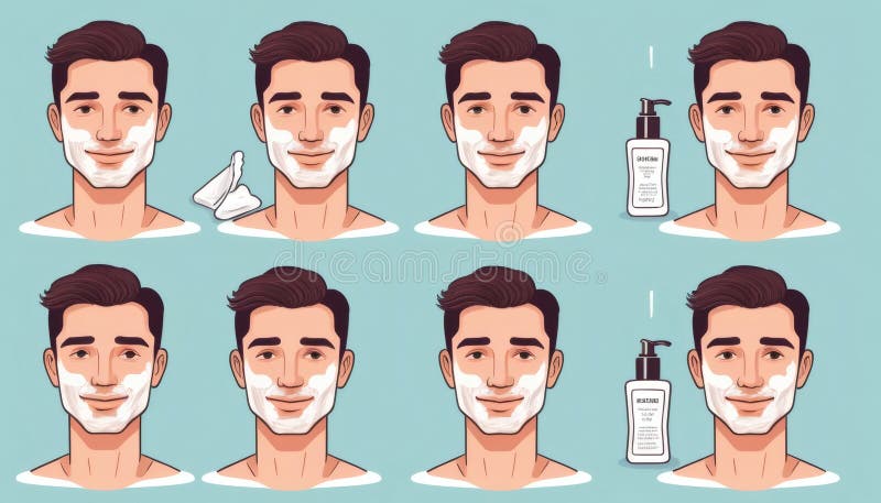 The Perfect Shave: a Step-by-Step Guide Stock Illustration ...