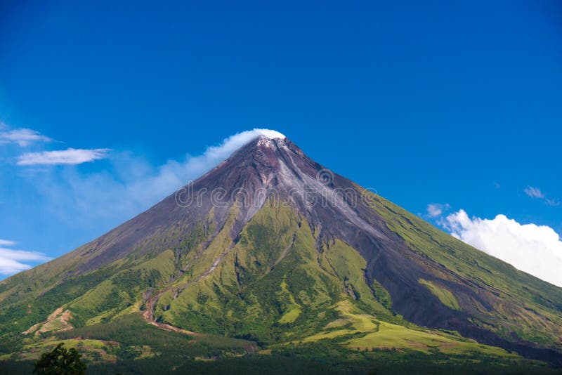 Perfect Shope Cone Volcano Smoking Stock Photo - Image of black, lava ...