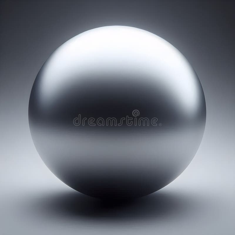 Perfect Silver Sphere Casting a Shadow on Gray Background Stock ...