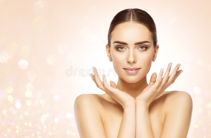 Skin Care Beauty Woman Face Lips And Hands Natural Skincare Stock