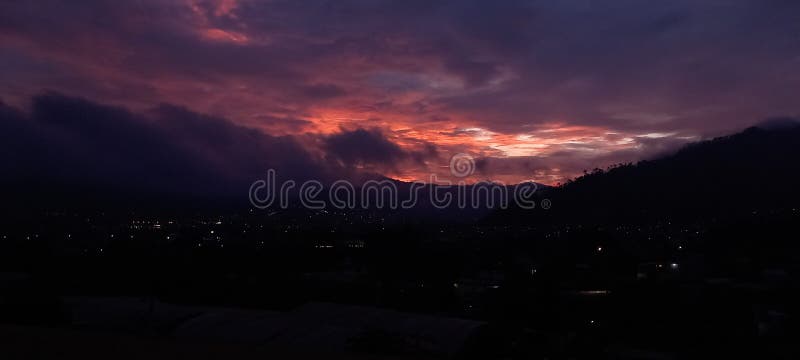Red Sky View with Low Brightness in Evening Stock Image - Image of view ...