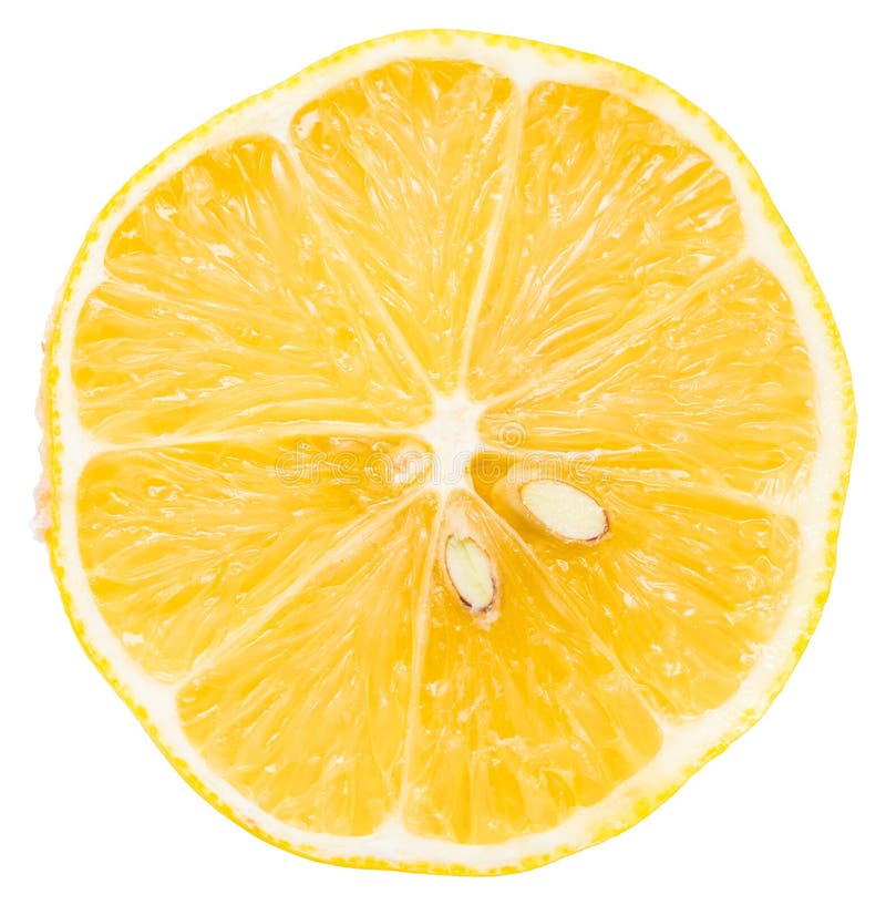 Perfect Sliced Lemon with Two Sectioned Seeds Stock Photo - Image of ...