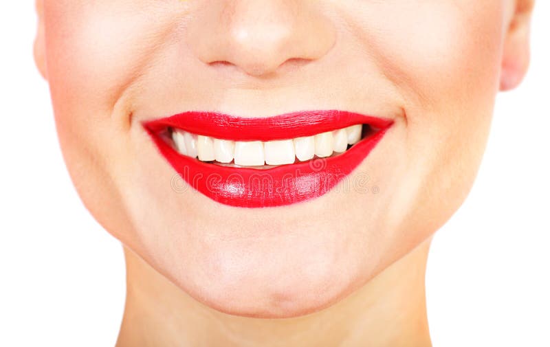 Smile with Red Lips and White Teeth Stock Image - Image of macro ...