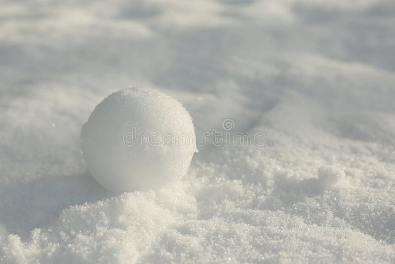 Perfect Snowball on Snow Outdoors, Closeup. Space for Text Stock Photo ...
