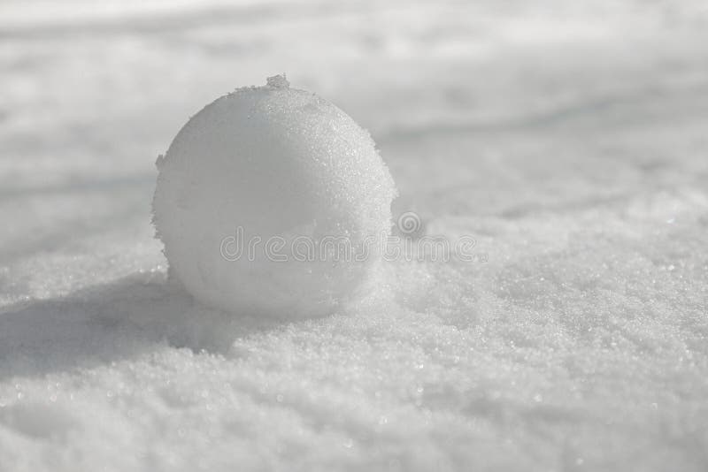 Perfect Snowball on Snow Outdoors, Closeup. Space for Text Stock Photo ...