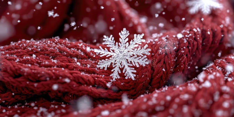 Perfect Snowflake on Red Knit Texture Stock Illustration - Illustration ...