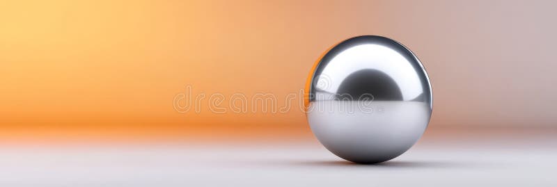 A Shiny Silver Sphere on Orange Background Perfect Sphere Metallic ...