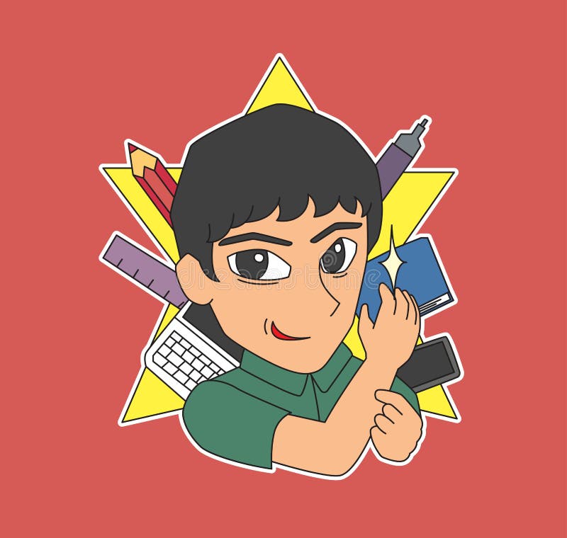 Perfect Student Character Sticker Cartoon Vector Illustration Stock ...