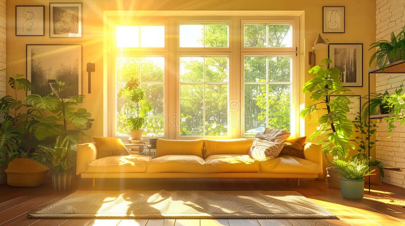 The Perfect Summer Sunshine for Your Home Interior Stock Illustration ...