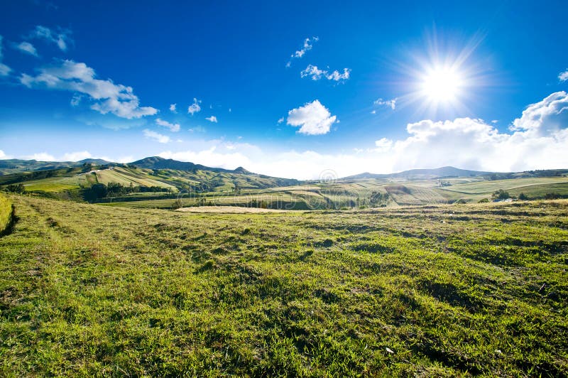 Perfect Sunny Day Lanscape View Stock Image - Image of clouds, grain ...